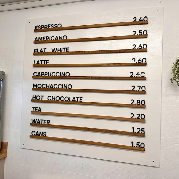 Oak Menu Board, Menu Board, Wall Menu, Changeable Letter Board, Cafe ...