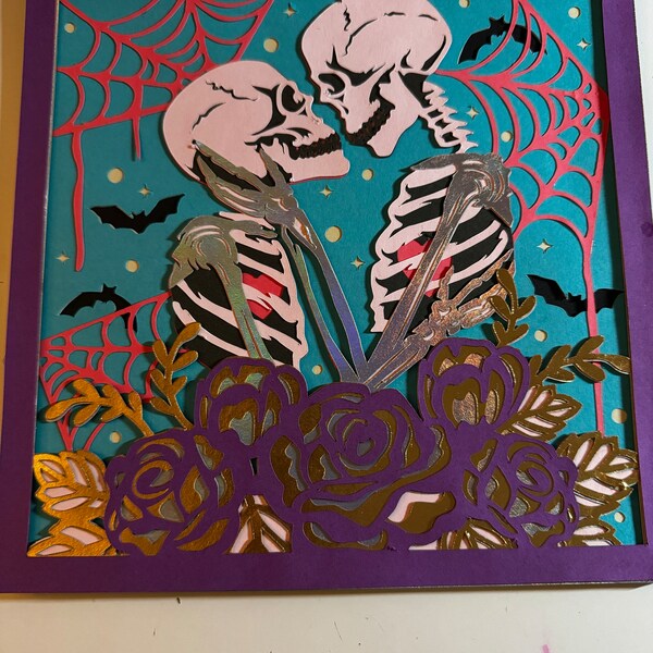 Skeletons Shadow Box Svg, Halloween Paper Cut Light Box, Shadow Box ...