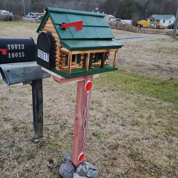 Log Cabin Wooden Mailbox - Etsy