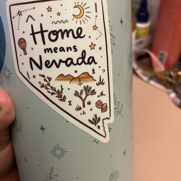 Home Means Nevada Sticker - 4" - Las Vegas Art Design Illustration Map ...