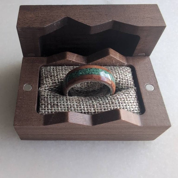 Bentwood Ring: Circassian Walnut, Inlaid Vesuvianite (californite ...