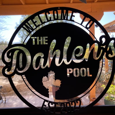 Personalized Family Pool Sign, Swimming Pool Metal Sign, Tiki Bar, Pool ...