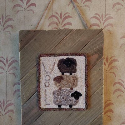 Primitive Punch Needle Kit Sheep With Fall Banner Needle Punch Pattern ...