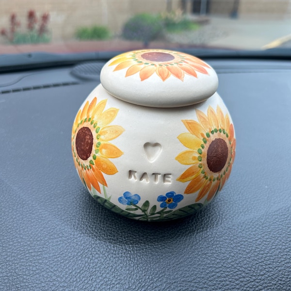 Sunflower Cat Urn, Sun, Sunshine, Yellow Cat Urn - Etsy