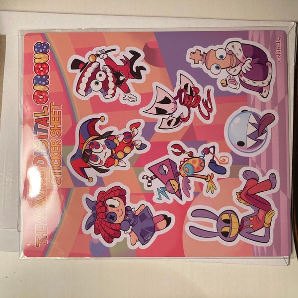 The Amazing Digital Circus TADC Die Cut Vinyl Sticker Sheet - 6.5" X 5. ...