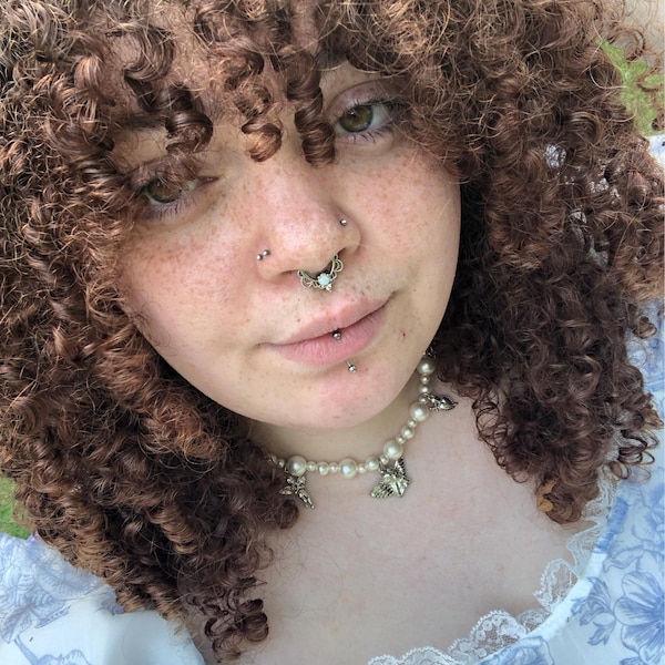 Lace Swirl Septum Clicker Ring / Daith Earring With Crystals, Rose Gold ...