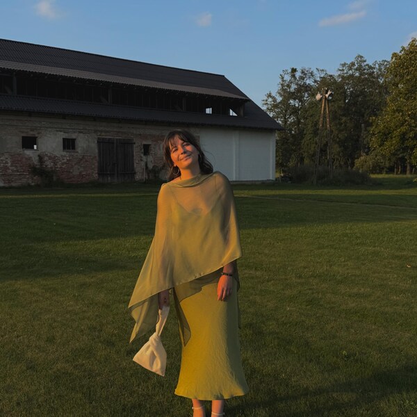 Chiffon Sage Green Wrap Bolero Capelet Wedding or Evening Shrug, Navy ...
