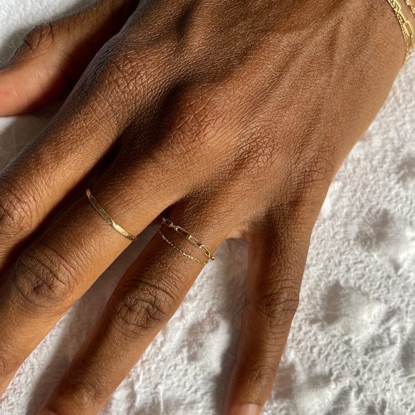 Solid Gold Paperclip Chain Ring, 14k Gold Chain Ring, Paperclip Links ...