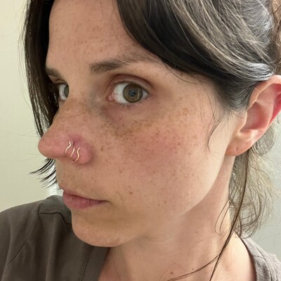 The Sammy Double Loop Nose Ring With Teal Bead in Silver Gold - Etsy