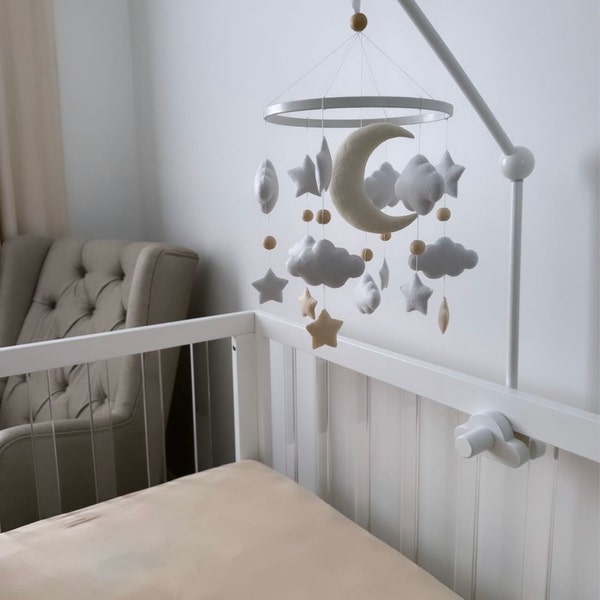Moon Stars Cloud Nursery Baby Mobile, Starry Night Baby Mobile, Stars ...