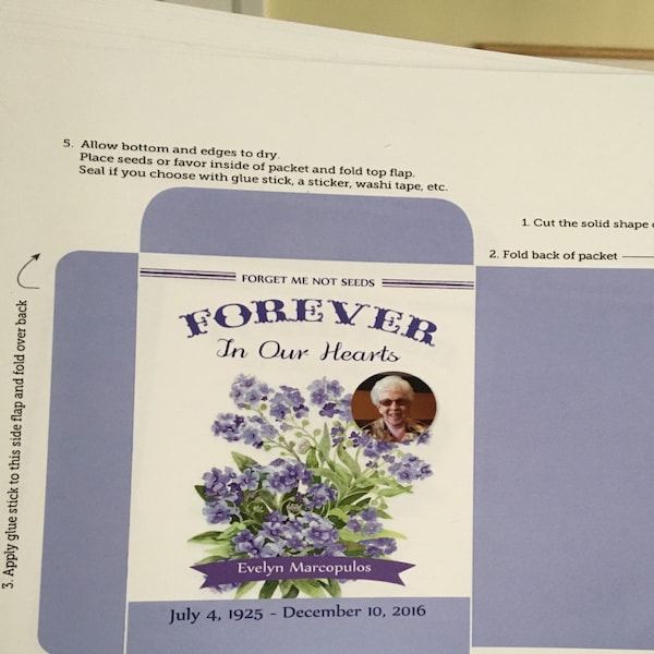 Memorial / in Memory Funeral Seed Packet - Customized PDF File for ...