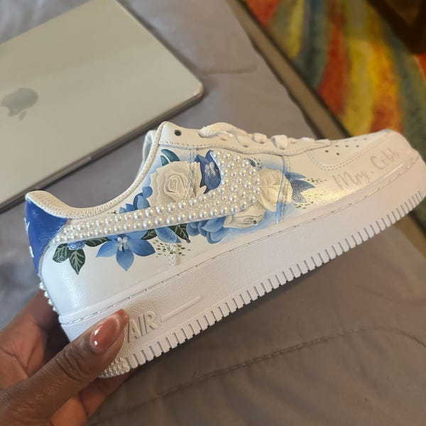 Bridal Air Force 1 Luxury Embroidered Sneakers Bridal Shoes Wedding ...