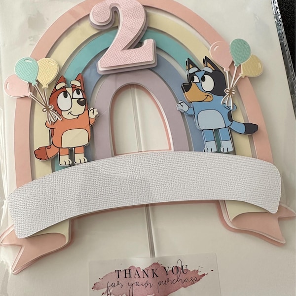 Bluey Inspired Cake Topper, Blue Party Decoration , Blue First Birthday ...