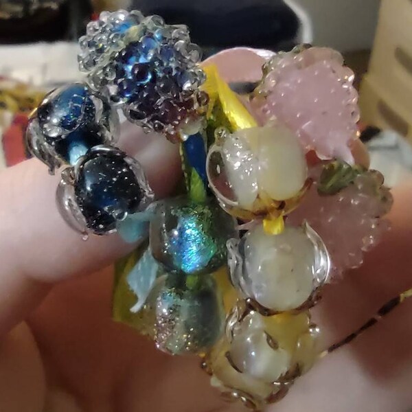 THE MAGIC LIGHT Roses Glass Beads, 12mm Special Formula Dichroic Glass ...