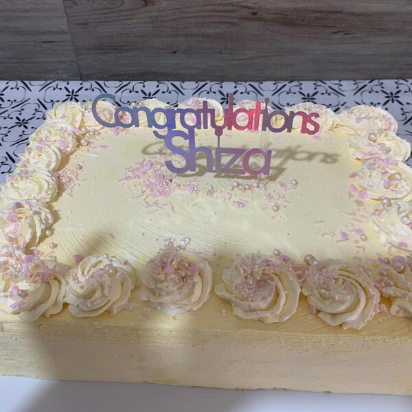 Any Message Personalised Custom Acrylic Cake Topper Decorative Script ...