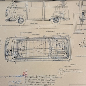 Westfalia T2 Bus 1975 Construction Drawing ART Work Blueprint - Etsy