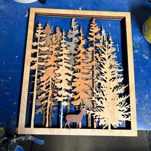 Layered Forest Design for Laser Cutting - 2 Separate Designs 4 Panels ...