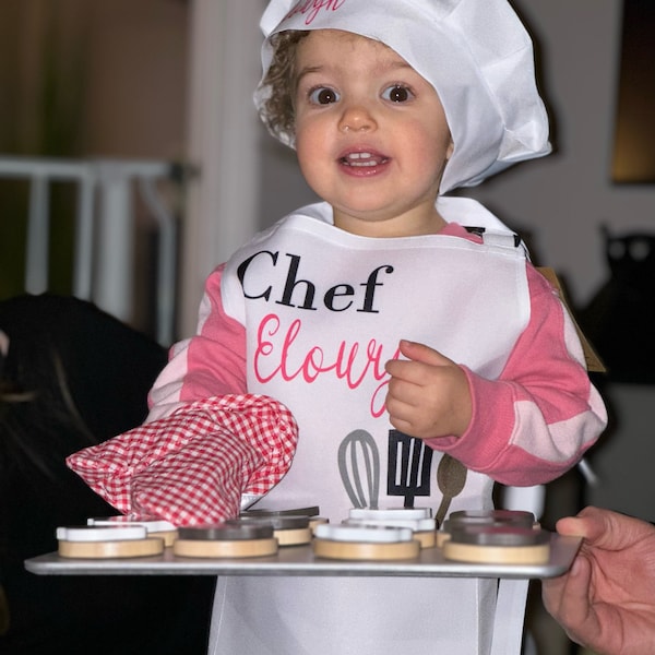 Toddler Chef Apron & Chef Hat, Personalized, Child/ Kid Custom Cooking ...