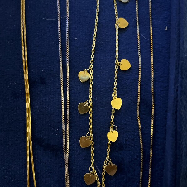 14K Gold Fringe Necklace on 925 Sterling Silver Cleopatra Necklace ...