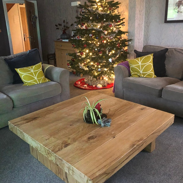 Hand-crafted Large Modern Oak Square Sleeper Coffee Table | Multiple ...