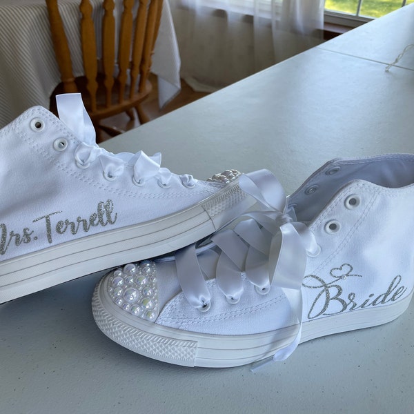 Bride Converse Shoes/converse Shoes/custom Wedding Shoes/ Wedding Gifts ...