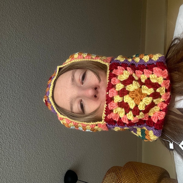 Colorful Knit Balaclava, Crochet Winter Balaclava, Knitted Ski Mask ...