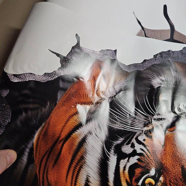 Realistic 3D Tiger Wall Decal - Majestic Animal Sticker Breaking ...