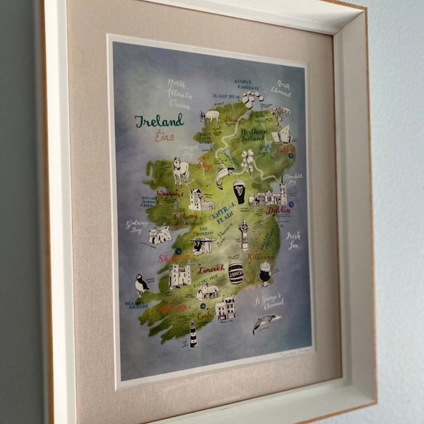 Ireland Map, Art Print, Illustrated Map Ireland, Ireland Poster ...