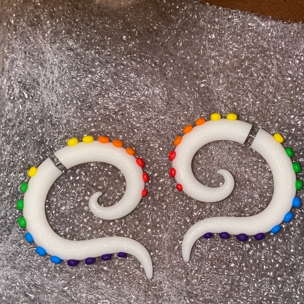 Rainbow Plugs Rave Earrings Rave Outfit Edc Outfit Octopus Tentacle ...
