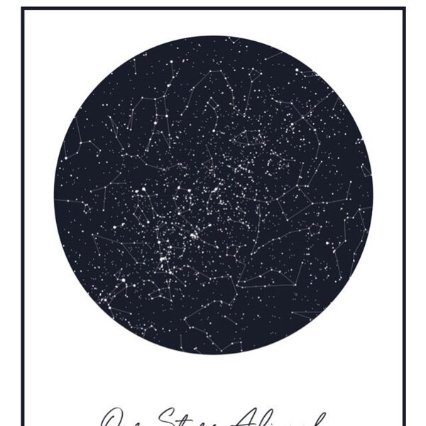 Custom Star Map | Valentine's Christmas Gift First Kiss Poster Love ...