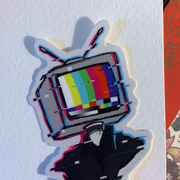 Tv Head Glitch Sticker - Etsy