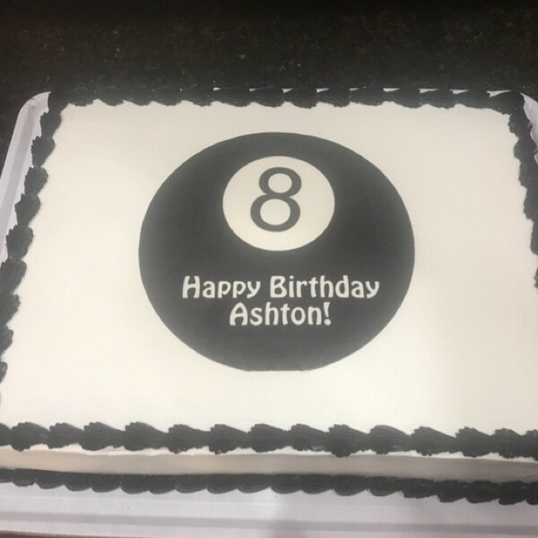 Pool Billiards 8 Ball Birthday ~ Edible 2D Fondant Birthday Cake ...