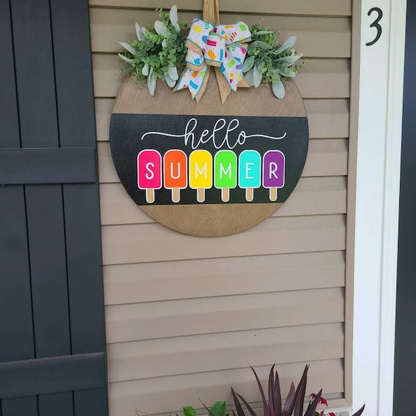Summer Front Door Decor | Hello Summer | Popsicles | Summer Door Hanger ...