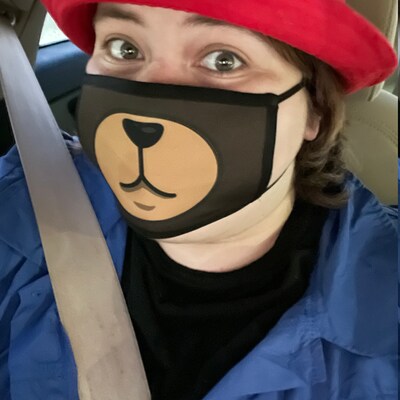 Cartoon Bear Face Mask, Reusable Cotton Face Mask With Elastic Ear Loop ...