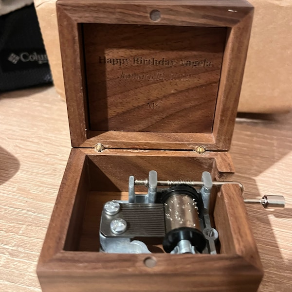 Personalized Music Box | Small Vintage Wooden Music Box | Walnut ...