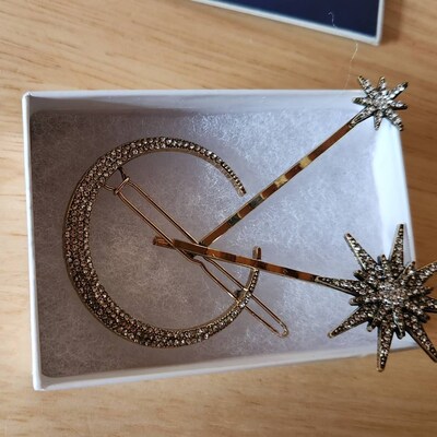 Bridal Hair Pins, Celestial Moon and Stars Hair Pins and Clip, Hair ...