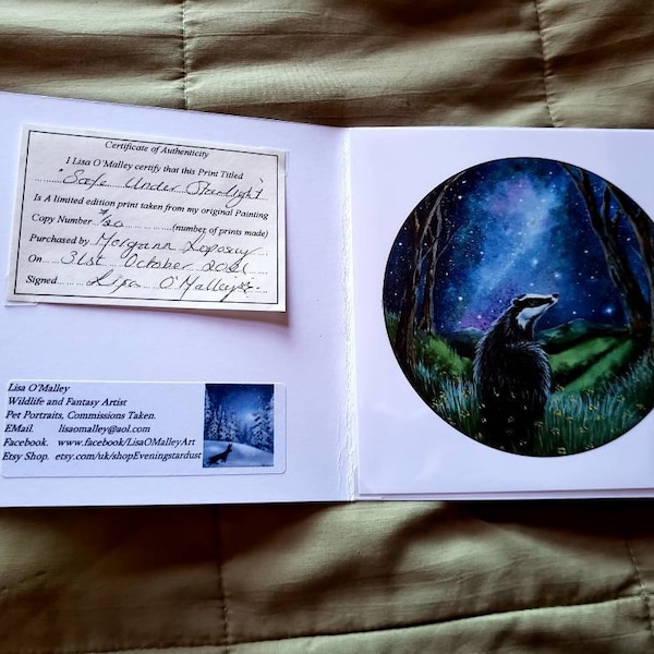 Hare Print " Safe Under Starlight" Badger Galaxy - Etsy