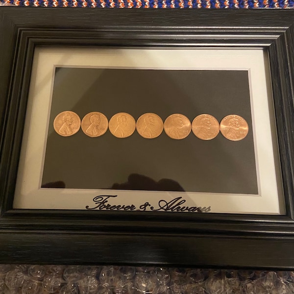 Copper Coin 7 Year Anniversary Gift - Framed Straight Line ...