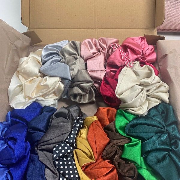 Neutral Tones Silk Satin Scrunchie Set | Brown Silk Scrunchy Pack ...