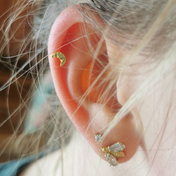 Moon Helix Piercing Tragus Backing 16g Tragus Piercing Moon Tragus ...