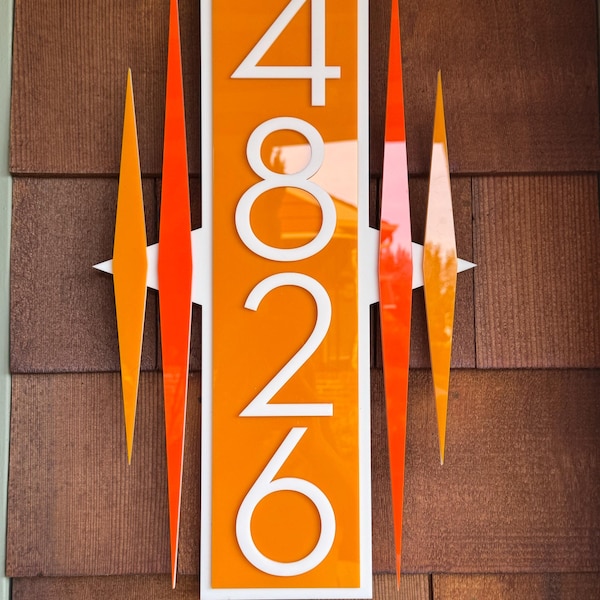 Mid Century Modern "frequency" Address Sign: Retro Diamonds | Modern ...