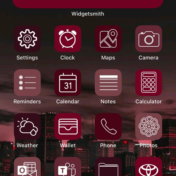 Ios Burgundy App Icons, Pack of Bordeaux Tones Icons, Aesthetic Line ...
