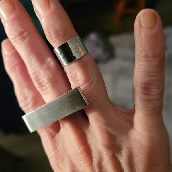 Textured Knuckle Ring, Wide Band Knuckle Ring, Sterling Knuckle Ring ...