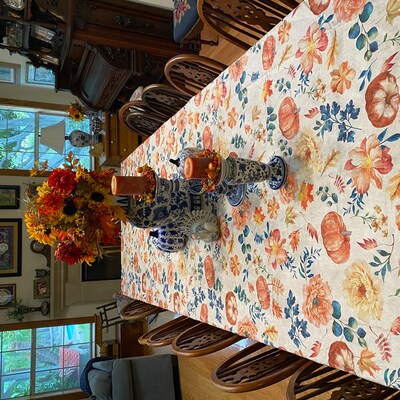 Cotton Pumpkin Tablecloth Fall Harvest Decor Rustic Table Cover Custom ...