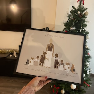 Custom Family Poster With Pets Portrait Personalized Family ...