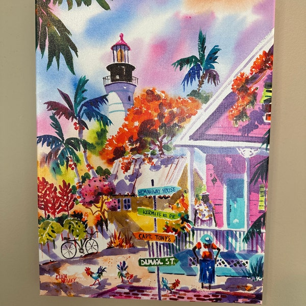 Key West Art, Key West Gift, Rooster Print, Flamingo Print, Watercolor ...