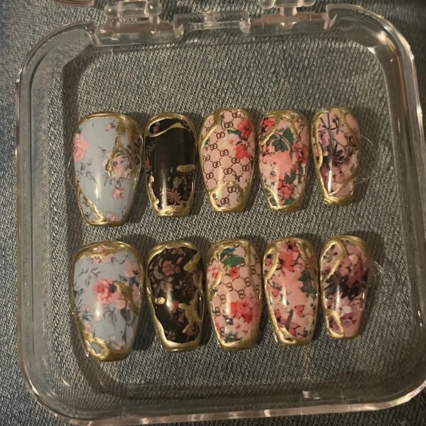 Gamer Pink and Purple Press on Nails - Gamer Girl - Kawaii - Retro ...