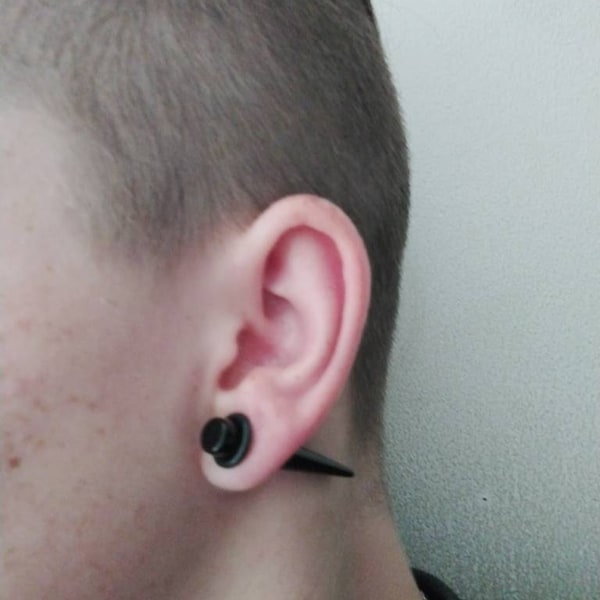 Pair of Fake Ear Stretchers Areng Wood Spirals Sterling Silver Tip ...