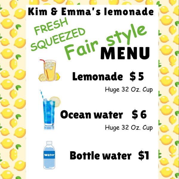 Kids Lemonade Stand Menu - Printable, Editable Summer Educational ...