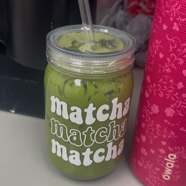Matcha Matcha Matcha Iced Coffee Cup | 24 Oz Plastic Mason Jar Iced ...
